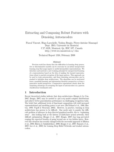 Denoising Autoencoders Tr1316 Pdf Artificial Neural Network Machine Learning