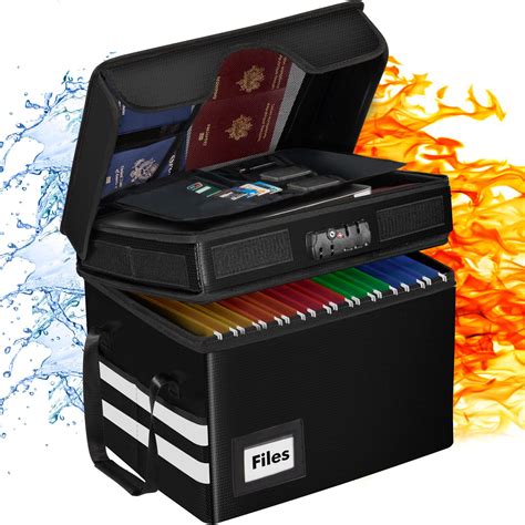 Fireproof Document Box With Lock File Cabinet Organizer Box Layer Filing Storage Case With