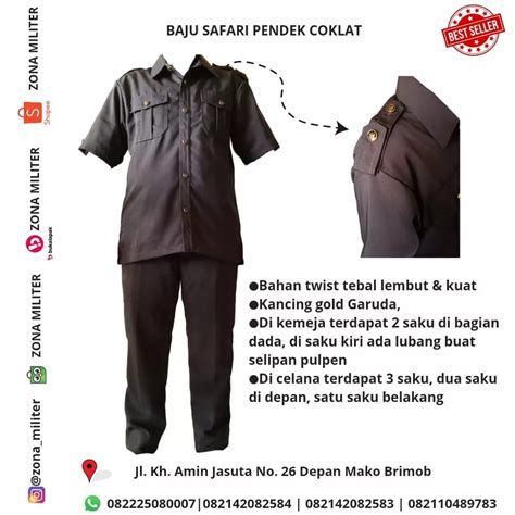 Jual Seragam Safari Security Satpam Coklat Terbaru Lengan Pndek Baju