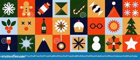 Christmas Pattern Minimal Mosaic Geometric Elements Ornamental Square