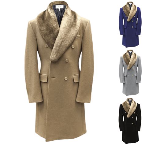 Blekii Mens Wool Blend Overcoat Notched Lapel Long Casual Coat Solid