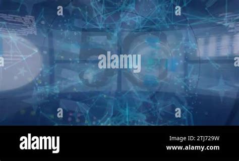 Animation Of 5g Text Over Infographic Interface With Globe Circuit