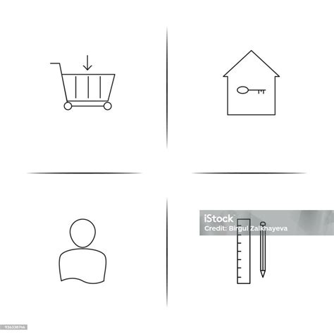 interface simple linear icon setsimple outline icons stock illustration download image now
