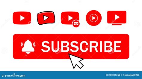 Subscribe Button Icon With Arrow Cursor Official Logotypes Of Youtube