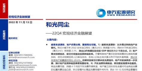 【研报推荐】申万研报：和光同尘——22q4宏观经济金融展望手机新浪网