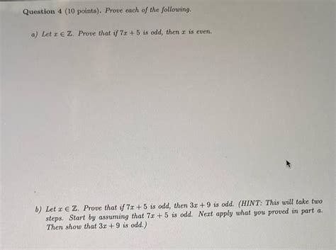 Solved Question 4 10 Points Prove Each Of The Following Chegg