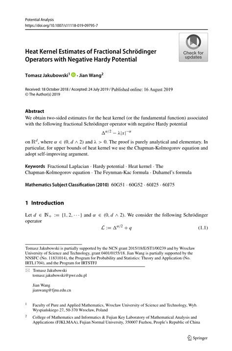 Pdf Heat Kernel Estimates Of Fractional Schrödinger Operators With