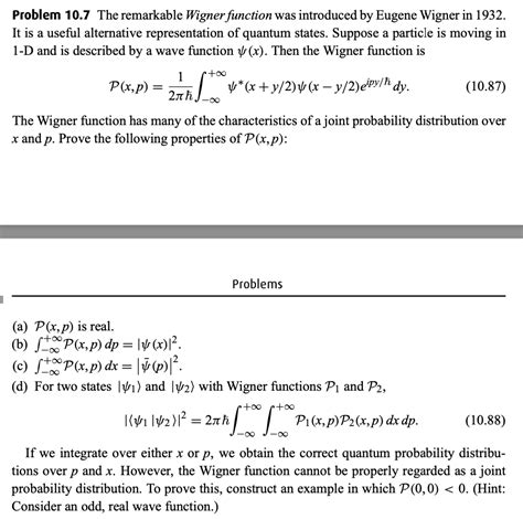 Solved Problem 107 The Remarkable Wigner Function Was