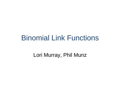 Pdf Binomial Link Functions University Of Western Ontario Link