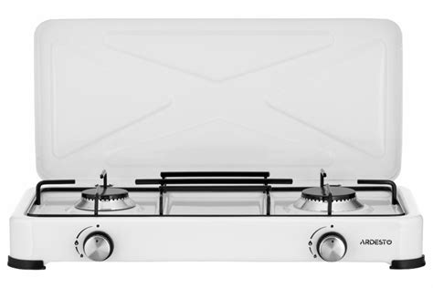 Настільна газова плита 2 конфорки таганок під балон Ardesto Gtc Ns2012w пропан бутан кришка