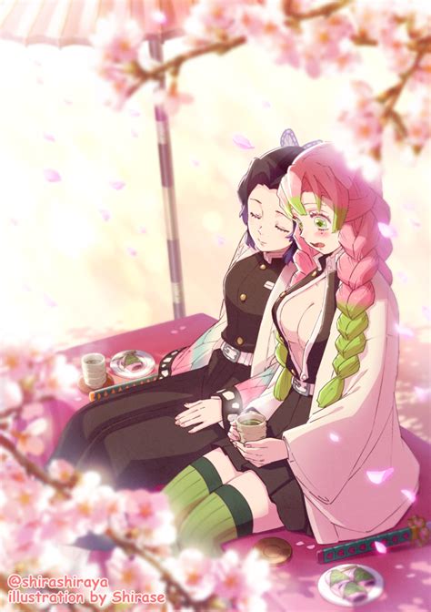 Kochou Shinobu And Kanroji Mitsuri Kimetsu No Yaiba Drawn By