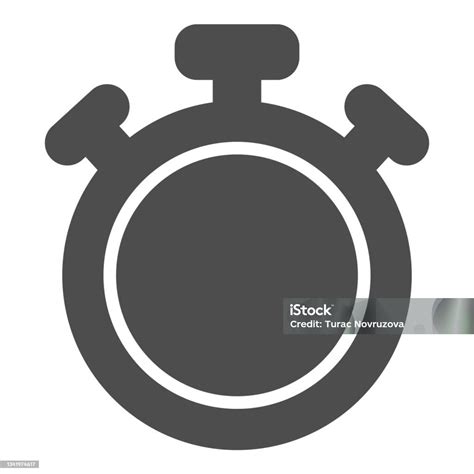 버튼 풀 서클 크로노미터 타이머 솔리드 아이콘 시간 개념 흰색 배경의 클럭 벡터 사인 모바일 컨셉 및 웹 디자인을 위한 글리프 스타일 아이콘이 있는 스톱워치 벡터 그래픽