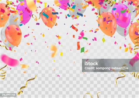 투명한 배경에 화려한 색종이 조각과 풍선 벡터 일러스트 레이 션입니다 2월에 대한 스톡 벡터 아트 및 기타 이미지 2월 3차원 형태 개념 Istock