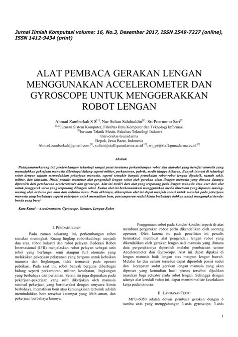 Pdf Alat Pembaca Gerakan Lengan Menggunakan Accelerometer Dan