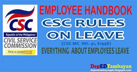 Csc Rules On Leave Handbook Depedtambayanph