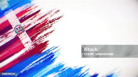 흰색 배경에 도미니카 공화국 국기 페인트 브러시 드로잉 붓놀림 그런지 페인트 스트로크 더러운 국가 독립 애국심 선거 템플릿 유화