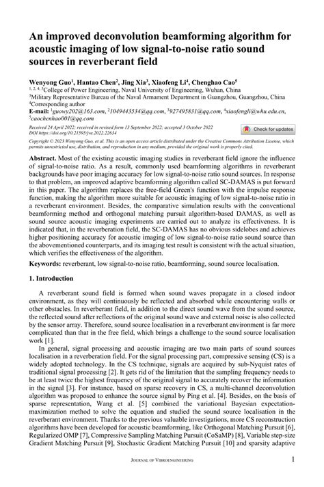 PDF An Improved Deconvolution Beamforming Algorithm For Acoustic Imaging Of Low Signal To