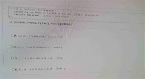 Na Podstawie Dokumentacji Funkcji Wska Jej Deklaracj A Char