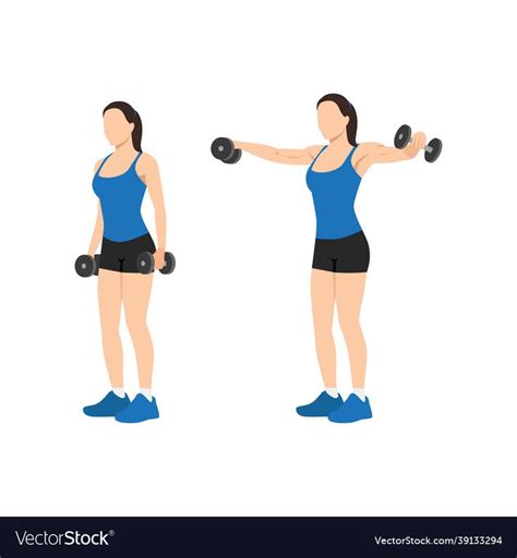 Woman Doing Lateral Side Shoulder Dumbbell Raises Vector Image On Vecto
