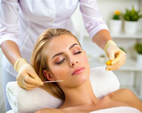 A Young Woman Is Getting Waxing And Threading Done At The Beauty Parlor