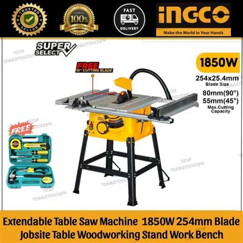 Ingco Extendable Table Saw Machine 1850w 254mm Blade Jobsite Wood