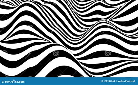 Optical Illusion Wave Abstract 3d Black And White Illusions Horizontal Lines Stripes Pattern