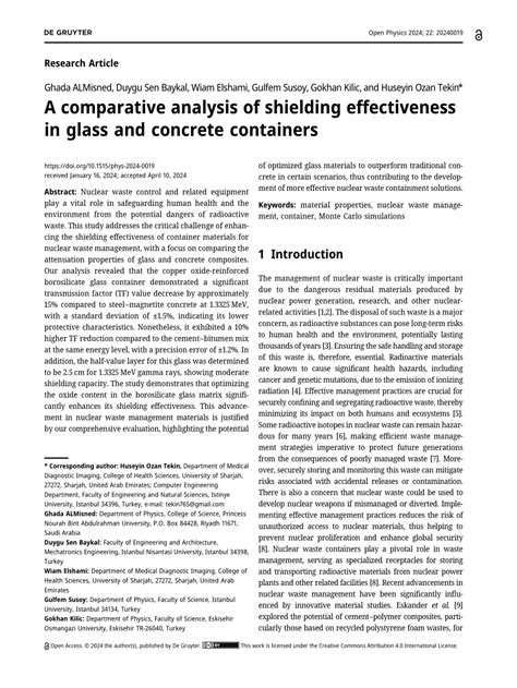 Pdf A Comparative Analysis Of Shielding Effectiveness In Glass And Concrete Containers