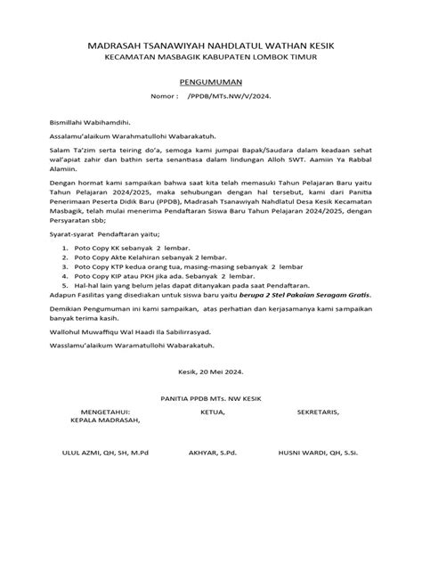 Pengumuman Ppdb 2024 2025 Pdf