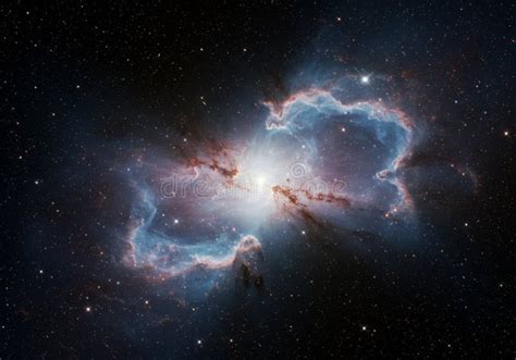 Bright Star In A Blue And Red Nebula In Deep Space Stock Illustration