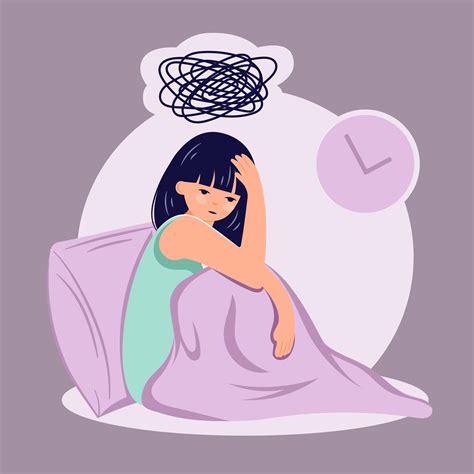 Sleep Disorder Concepr Female Person Suffer From Insomnia Flat