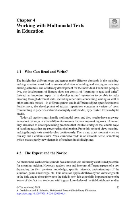 Pdf Working With Multimodal Texts In Education