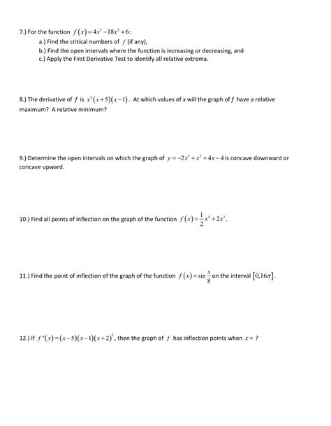 Solved 7 For The Function F X 4x3−18x2 6 A Find The