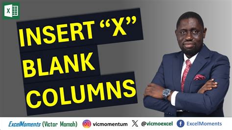 Insert Multiple Blank Columns Between Columns In Excel Youtube