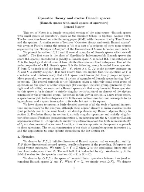 Operator Theory Of Banach Algebra Pdf Banach Space Operator