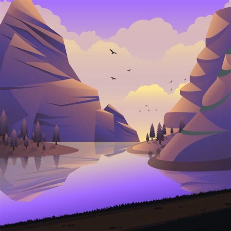 Premium Vector Vector Landscape Mountain Cliff