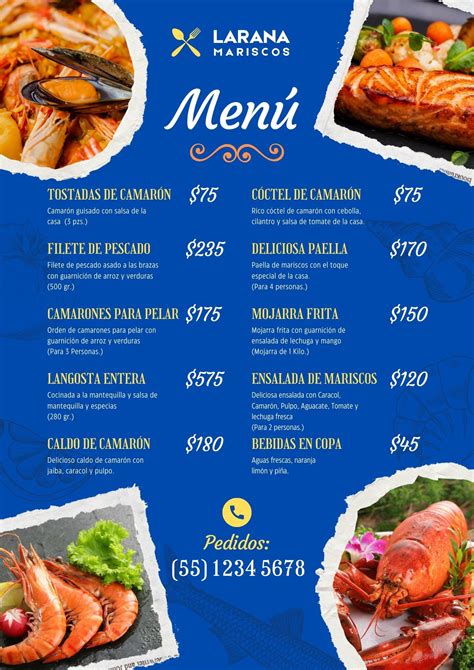 Ejemplos De Menús De Restaurantes