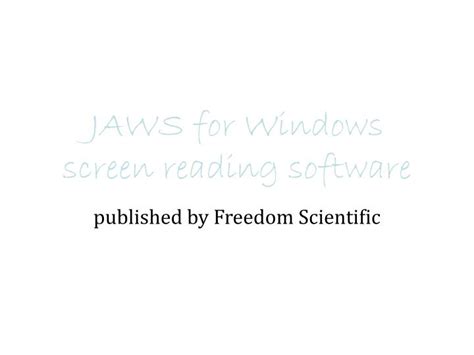 ppt jaws for windows screen reading software powerpoint presentation id 5098419