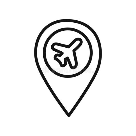 Airport Location Icon Linear Graphics Set Vector Stock Vector Illustration Of Search
