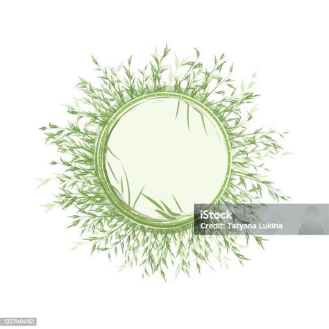 수채화 효과가있는 둥근 장식 프레임 의 형태로 대나무 숲 텍스트 또는 흰색 배경에서 격리된 벡터 그림입니다 0명에 대한 스톡 벡터 아트 및 기타 이미지 Istock