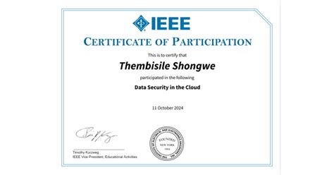 Thembisile Shongwe On Linkedin Ieee Certificate Of Participation • Thembisile Shongwe • Ieee