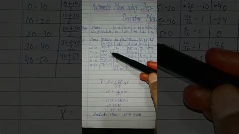 Arithmetic Mean In Continuous Series By Step Deviation Method Youtube