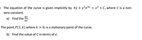 solved the equation of the curve is given implicitly by
