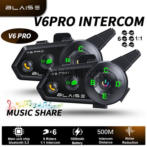 Jual Blaise V6 Proandv6 Plus Motorcycle Bluetooth Intercom Helmet Bluetooth Buat 6 Riders Dengan