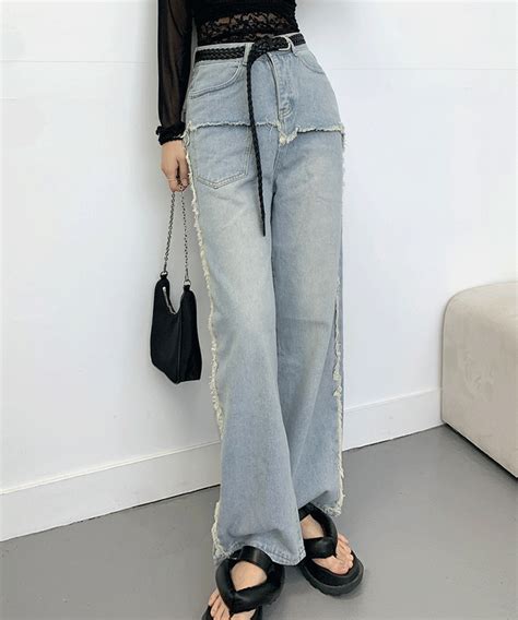 프레첼 라운드 커팅 유니크 와이드 팬츠 에이블리