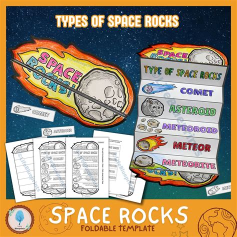 space rocks foldout craft comets asteroids meteors activity printable