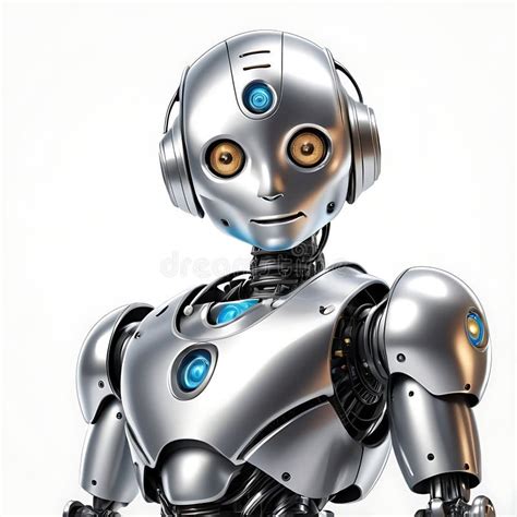 A Friendly Silver Robot With Large Eyes Stock Illustration Illustration Of Advanced