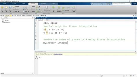 Matlab Code On Linear Interpolation Youtube