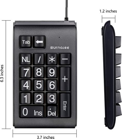 Usb Number Pad Surnqiee Large Print Wired Numeric Keypad With 3 Colors