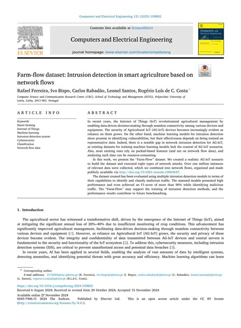 Pdf Farm Flow Dataset Intrusion Detection In Smart Agriculture Based On Network Flows