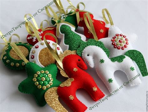 Набор елочных игрушек из фетра в интернет магазине на Ярмарке Мастеров Елочные игрушки